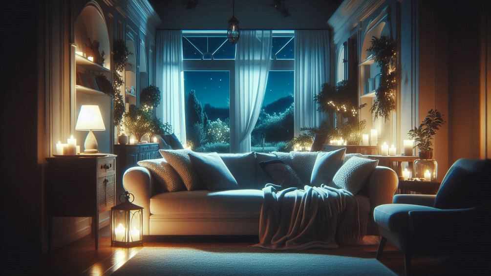 Elegant Night Couch Scenery