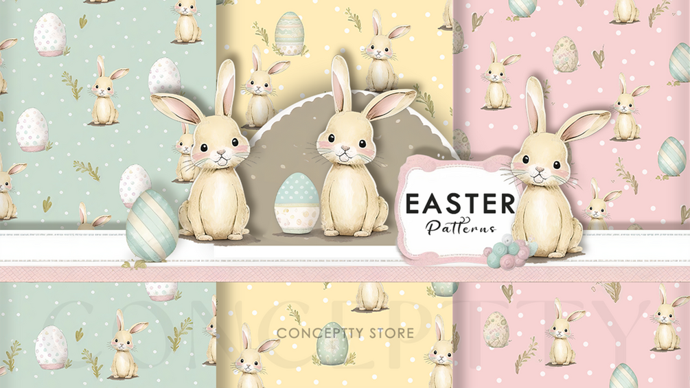 Happy Easter Seamless Patterns