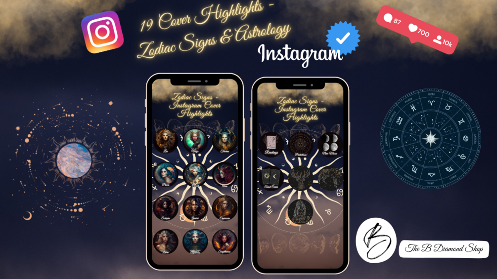 19 Instagram Highlight Covers - Zodiac Signs & Astrology