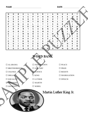 Word Search Puzzle - Martin Luther King