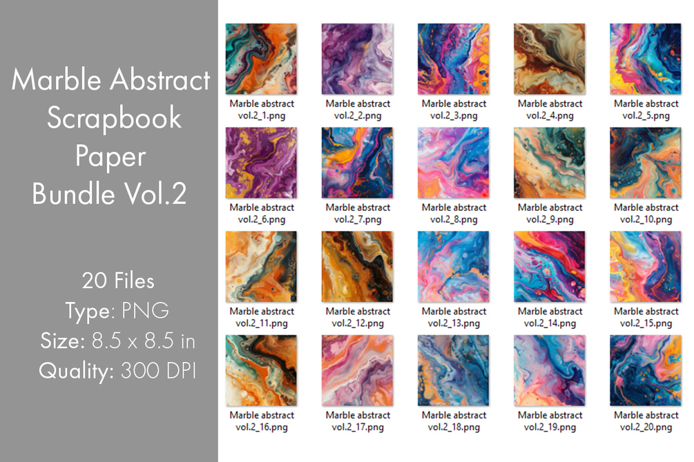 Marble Abstract Scrapbook Paper Bundle Vol.2