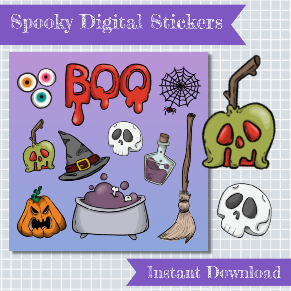 10 Spooky Digital Sticker / instant download