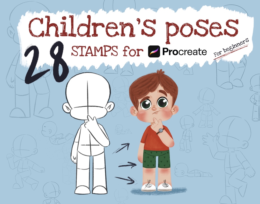 Children’s poses stamp for Procreate