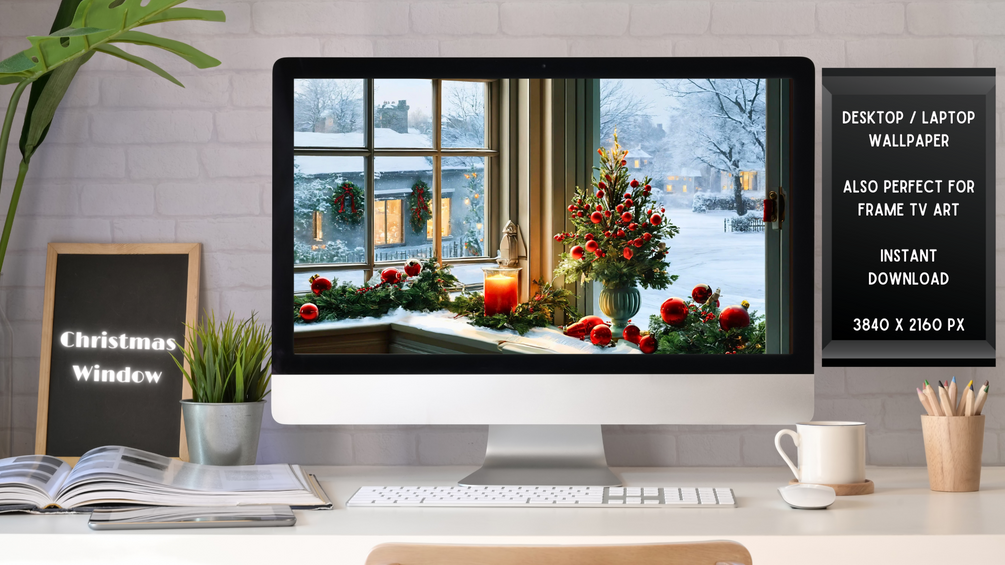 CHRISTMAS WINDOW - Desktop/Laptop Wallpaper / Frame TV Art / Zoom ...