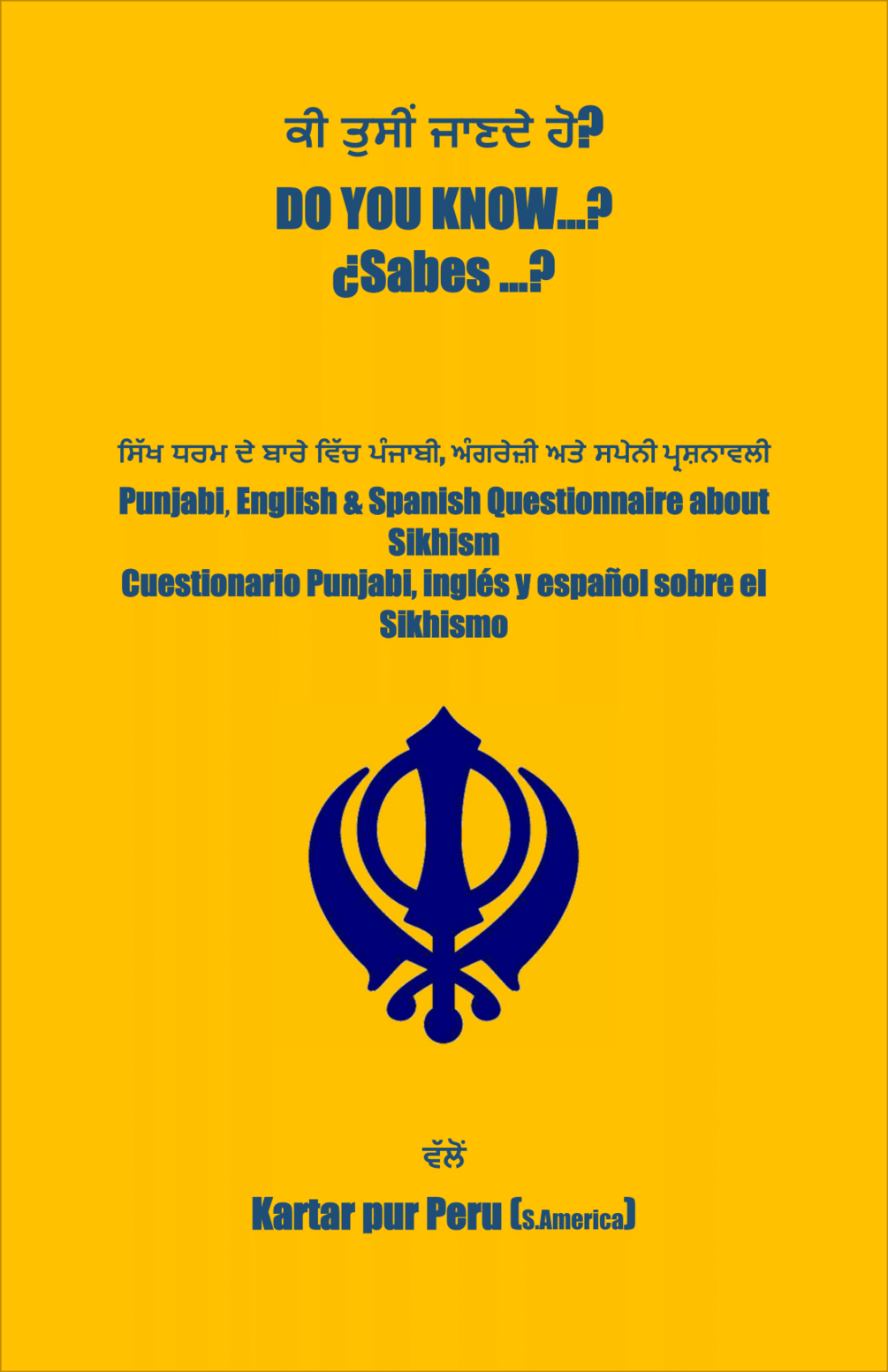 Punjabi, English & Spanish Questionnaire about Sikhism (ebook)