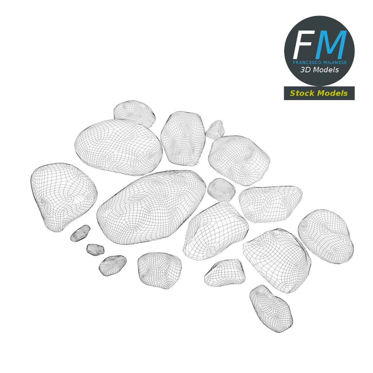 3D MODEL - Pebbles and stones set