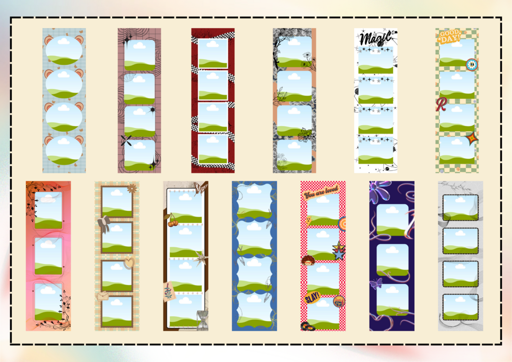 Photo Strip Template with 25 Different Designs