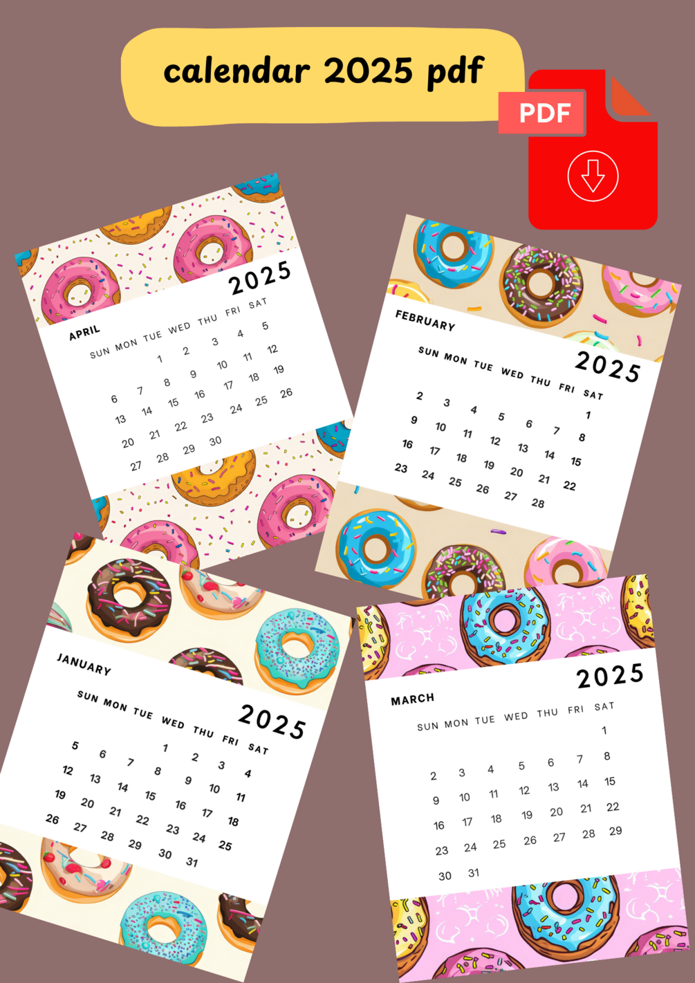 donuts calendar 2025 pdf