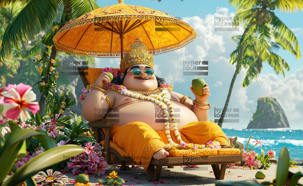 Vibrant Maveli Mahabali Stock Illustration - Onam Festival Art _x1