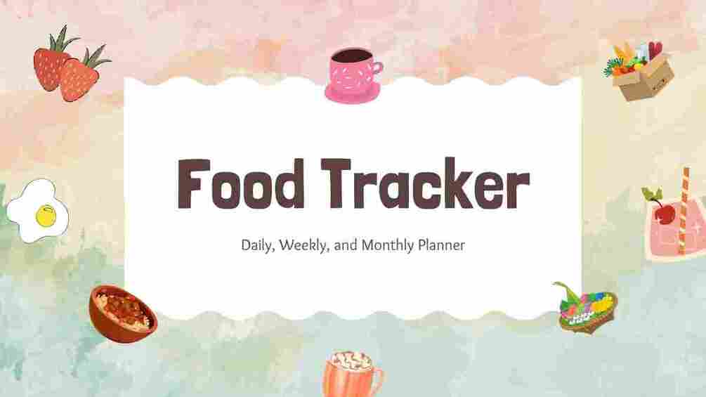 Artistic abstract colorful English food tracker for moms and busy women ...