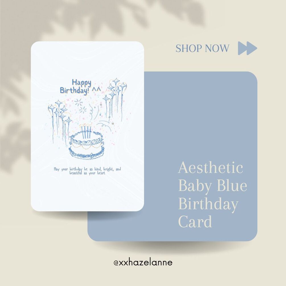 Aesthetic Baby Blue Birthday Card