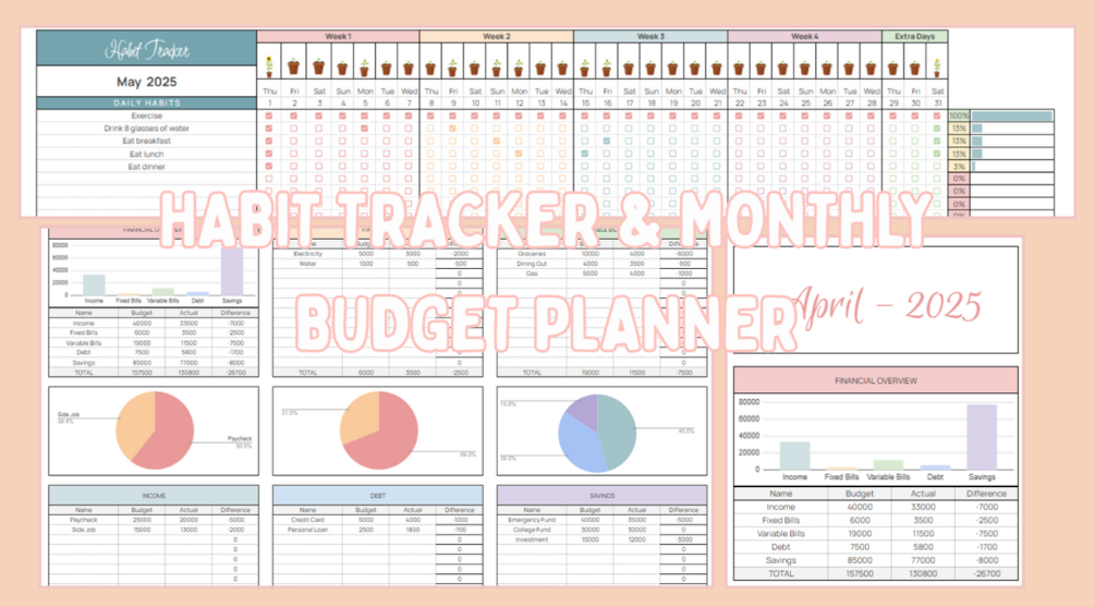 Habit Tracker and Monthly Budget Planner