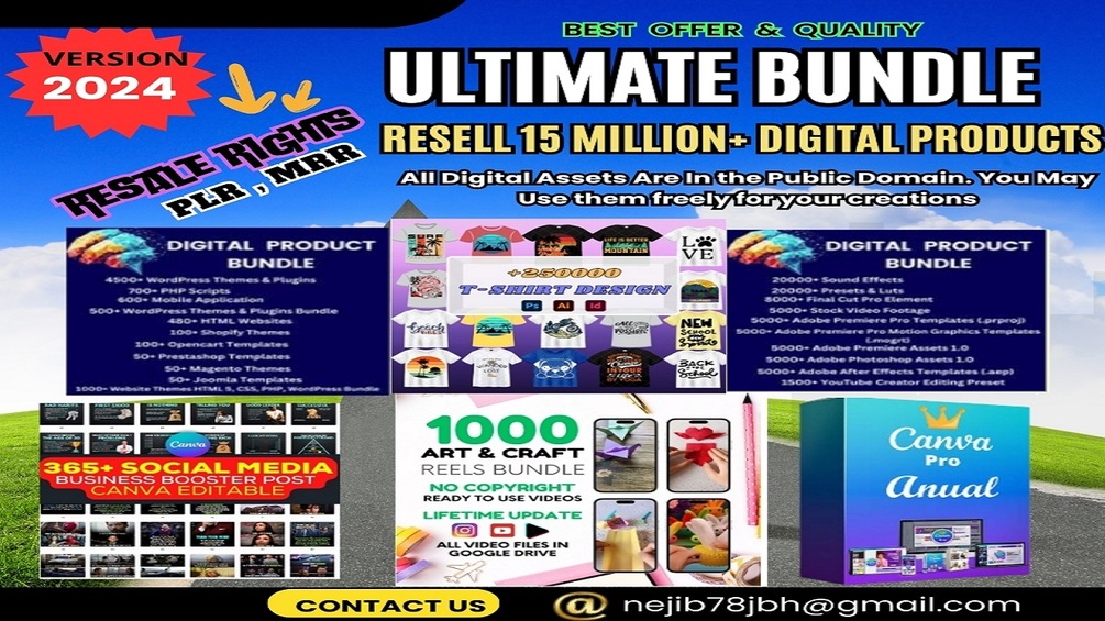 Best Offer ! +15 Million Digital Products - Resale Rights PLR-MMR