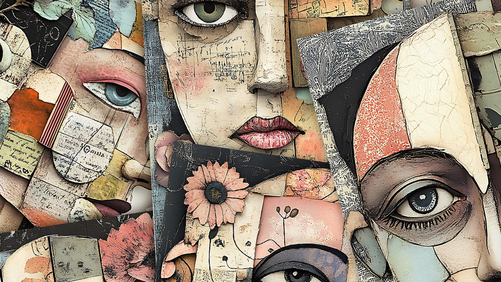 20 pc Mixed Up Abstract Face Assemblage Portrait Printable Ephemera ...
