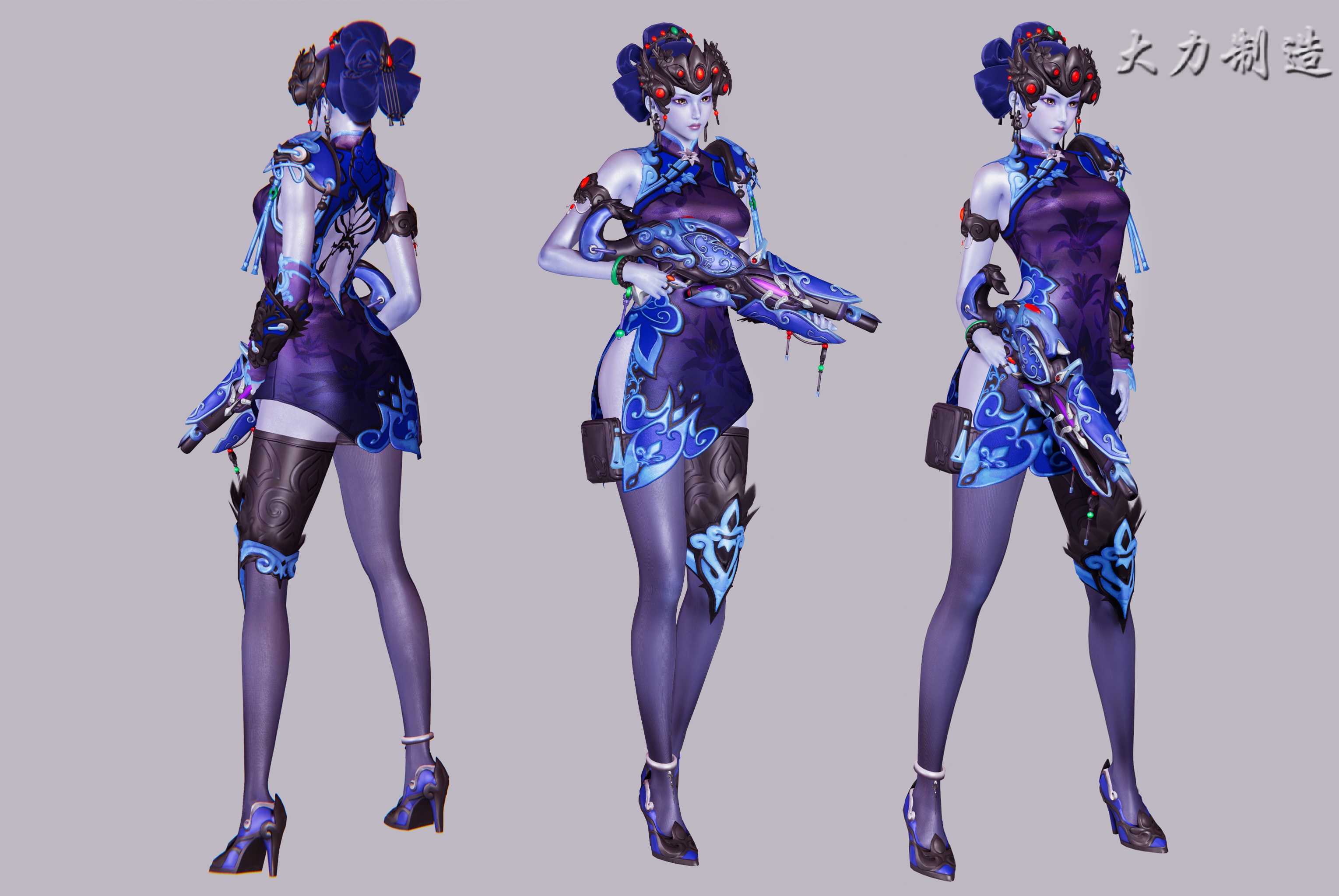 060 - HS2（HoneySelect2）+AI（AI-Syoujyo）MOD 通用-旗袍黑百合