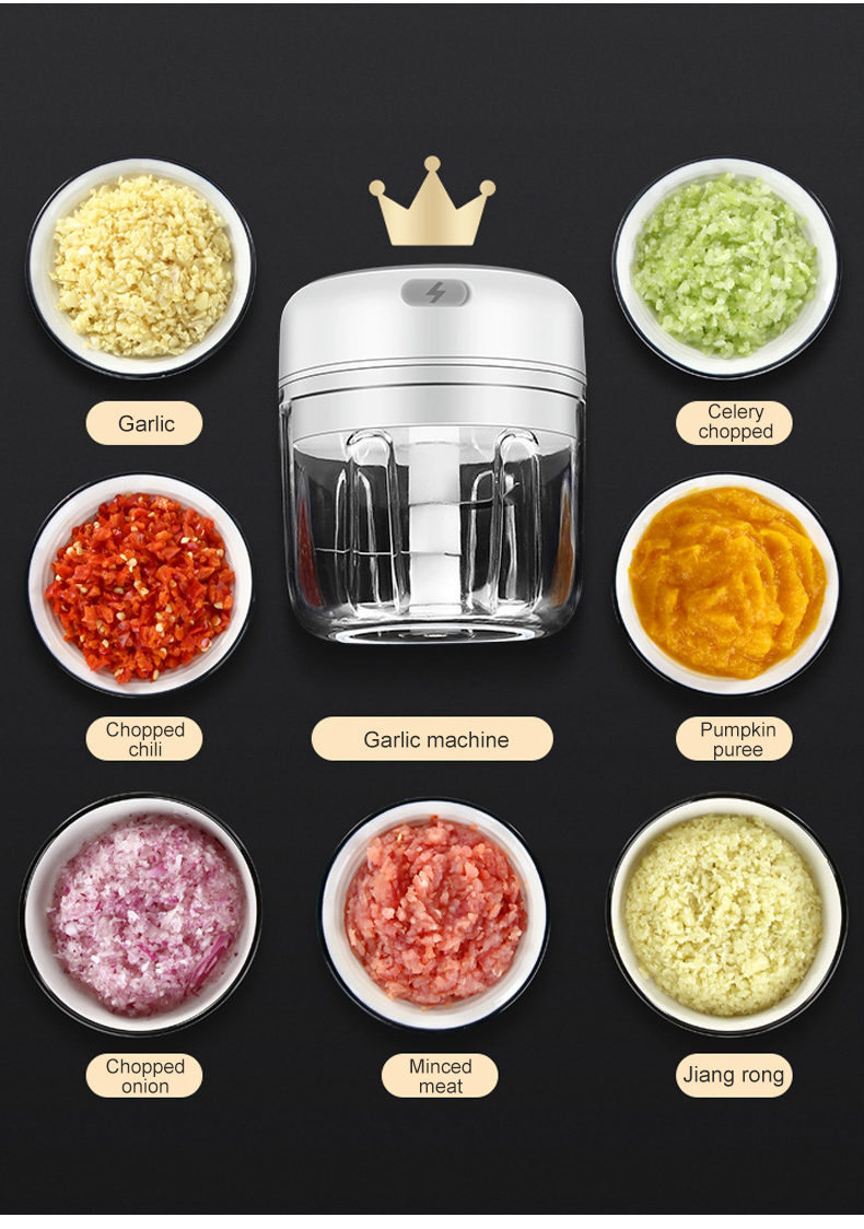 Mini Garlic Masher USB Food Mixer Kitchen Electric Garlic Crusher Meat ...