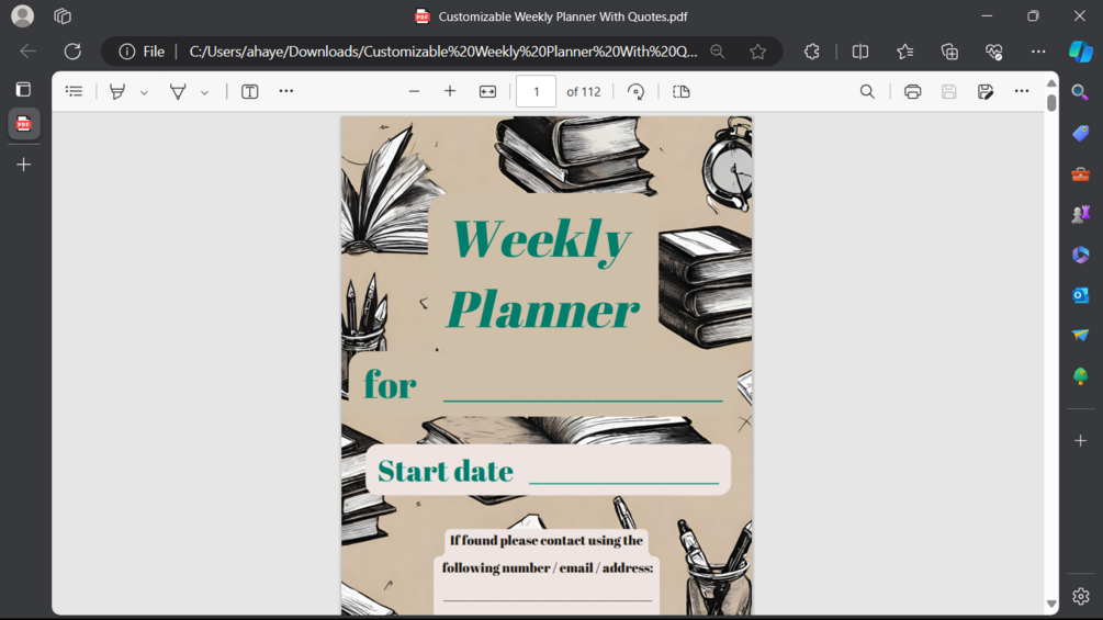 Inspirational Weekly Planner With Quotes