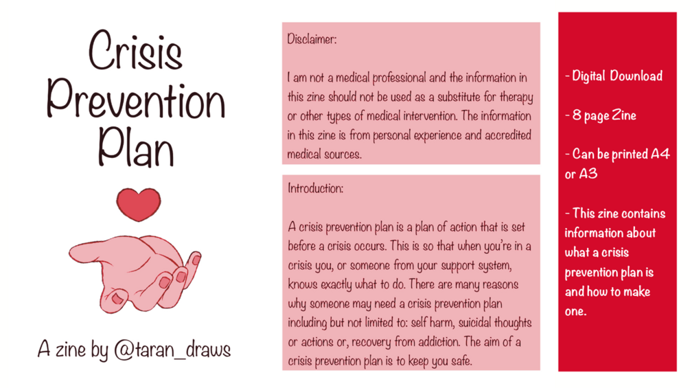 Crisis Prevention Plan - Mental Health Zine