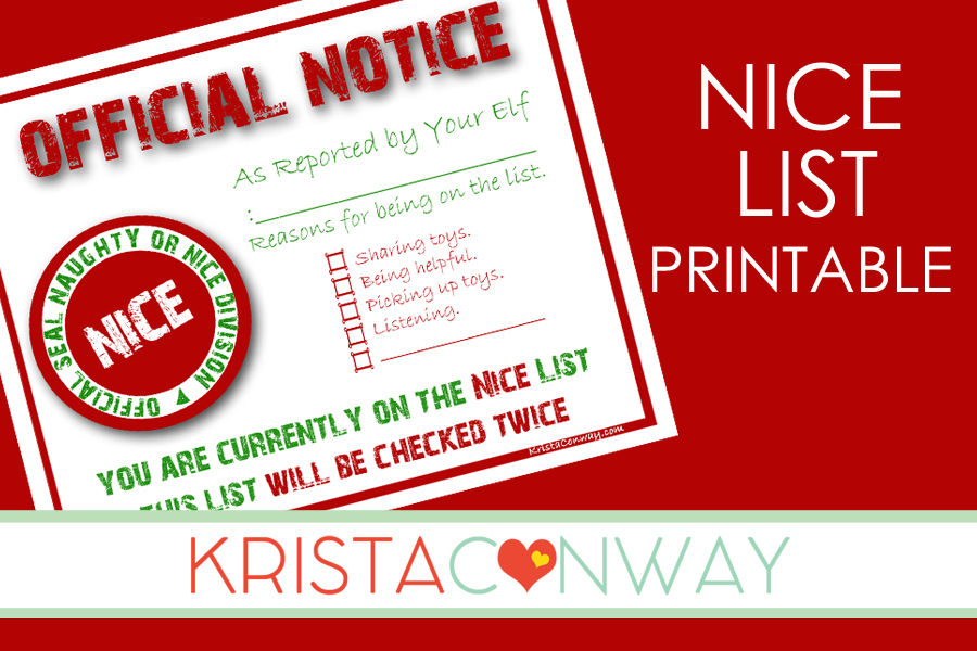 Elf Nice List Printable