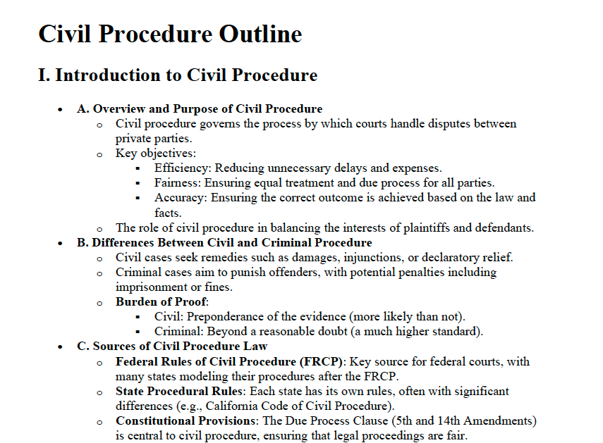 Civil Procedure Law Outline