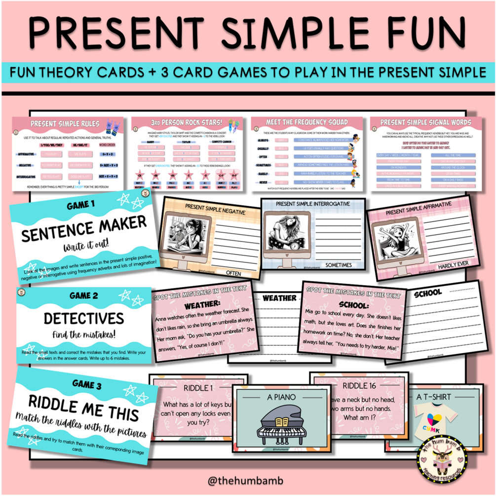 PRESENT SIMPLE GAMES PICTURE WRITING FIND MISTAKES BY TOPICS AND ...