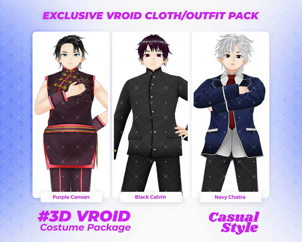 VRoid Clothing Pack, Costume, Kawaii Clothes, Vroid Outfit, Doll ...