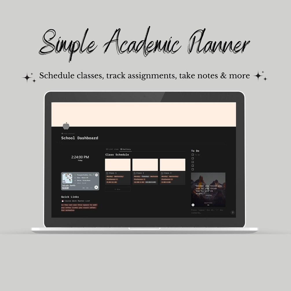Notion Template Student Planner, Simple College Class Tracker |ADHD ...