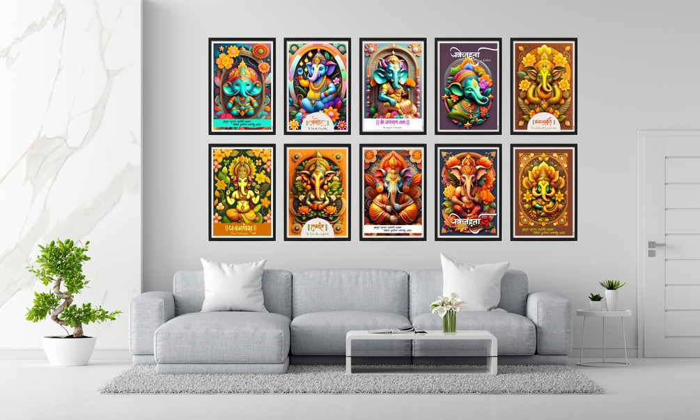 10 Beautiful Lord Ganesha Digital Posters Ver_01 : Spiritual Printable ...