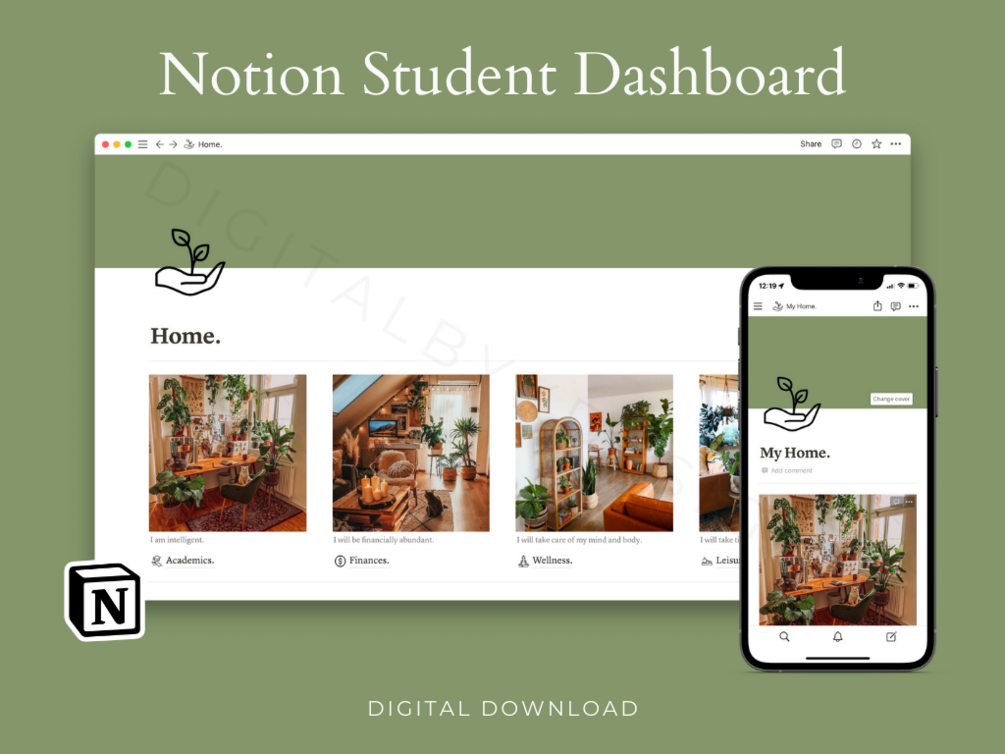 Student Notion Dashboard Template | Academics | Finances | Wellness ...