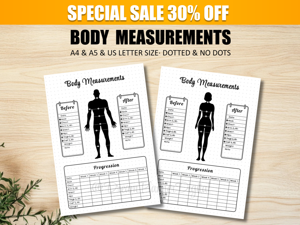 Body Measurements Journal – Printable BuJo Pages | Fitness Workout ...