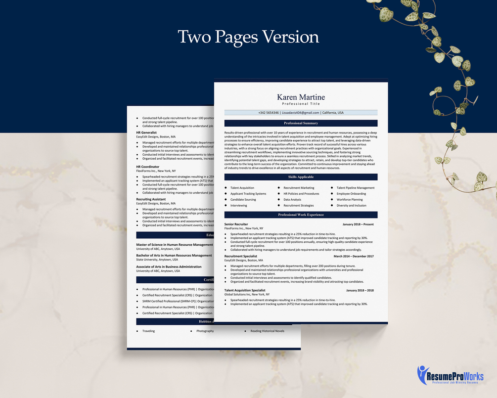 EDITABLE RESUME TEMPLATES by ResumeProWorks