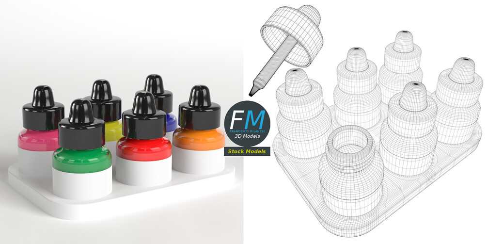 3D MODEL - Acrylic Fluorescent Ink set