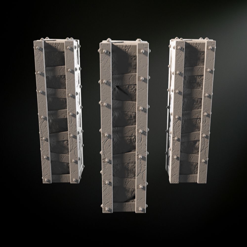 Post-Apocalyptic Column Set 3D Printable STL File - Wargaming Terrain ...