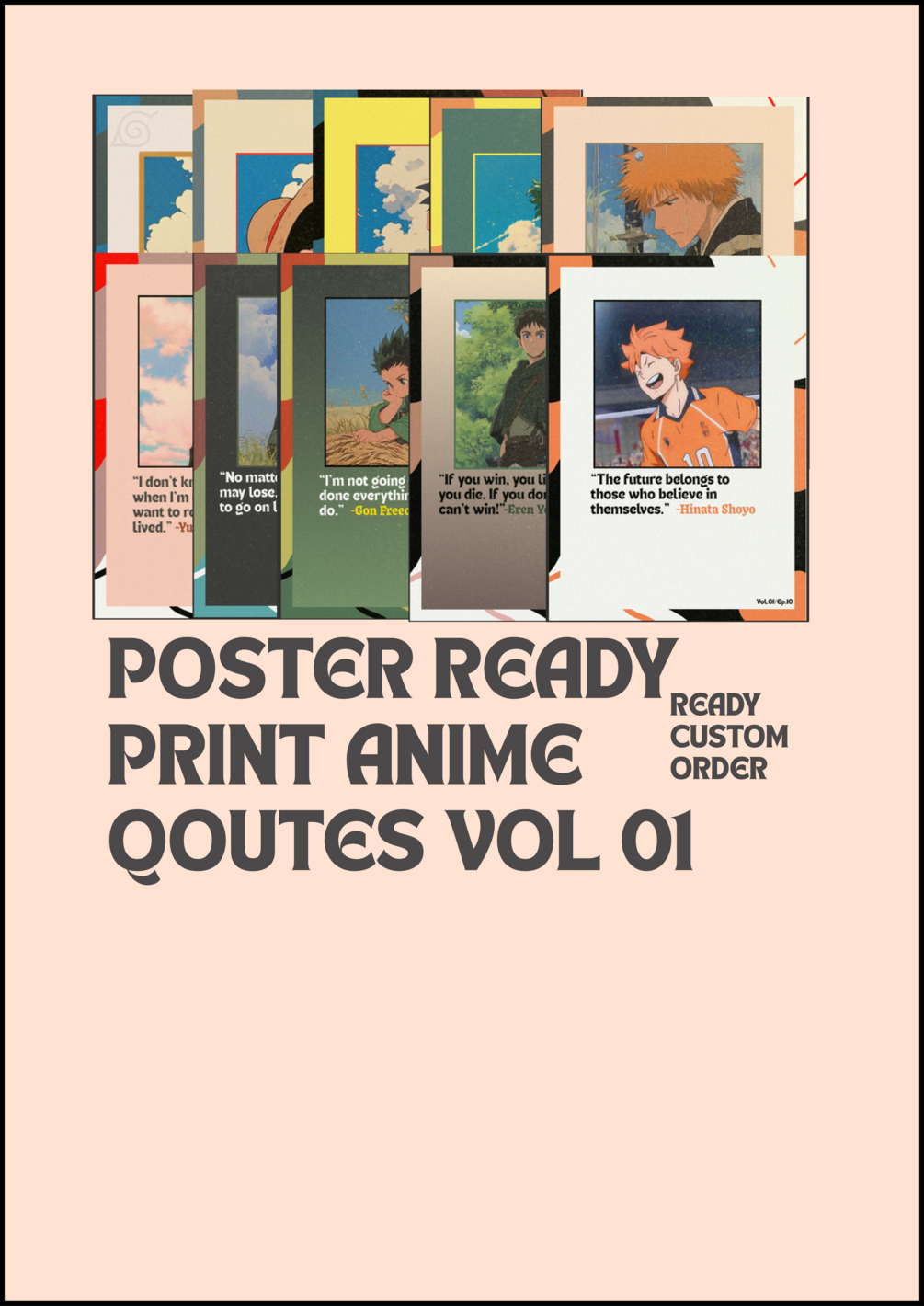 Vol 1 - 10 A4 Anime Quotes Poster