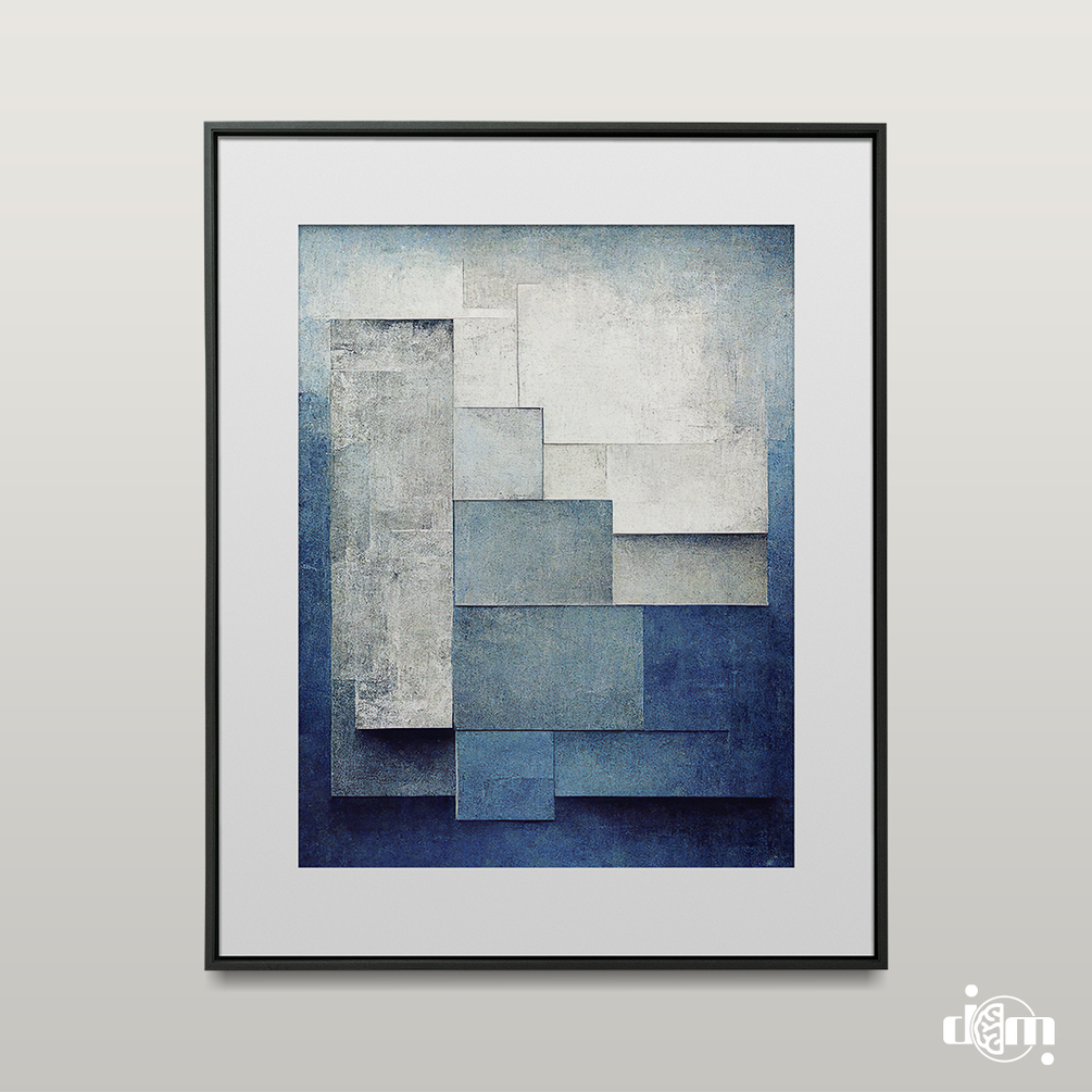 Geometric Blue Blocks Poster/ Wall Art
