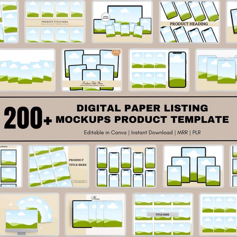 200+ Digital Product Mockups with PLR & MRR