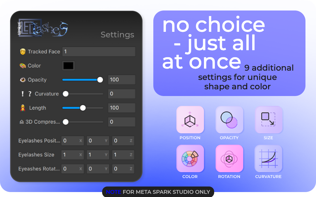 LED Lashes – 3D Eyelashes System for Meta Spark Studio