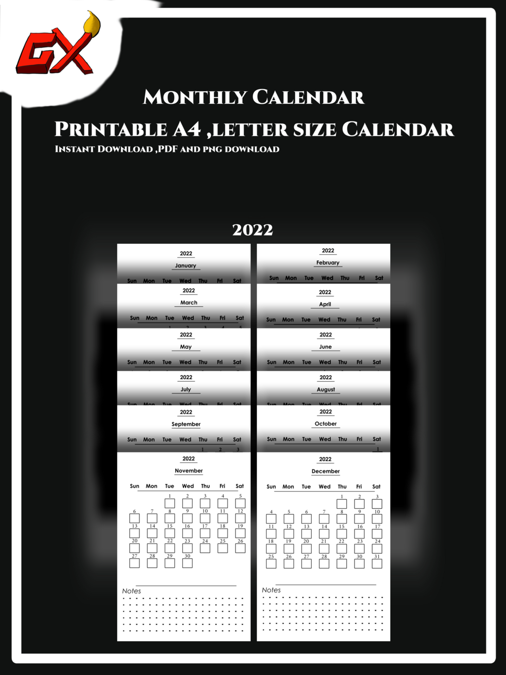 2022-2023 Calendar ,Minimalist design ,Simple ,Monthly calendar ,Letter ...