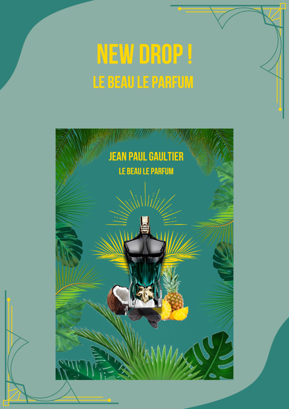 Digital poster of the Jean Paul Gaultier Le beau Le parfum.