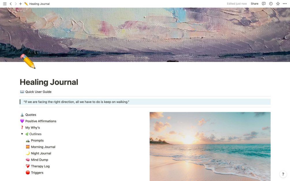 Healing Journal Notion Template