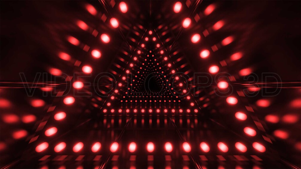 VJ LOOP 80 - Metallic Triangular Tunnel & Neon Dots - 60 sec. - 4K - 30 fps