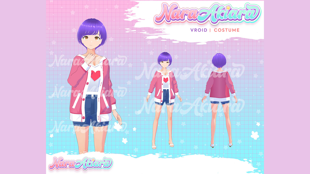 3D Vroid Pink Jacket Outfit