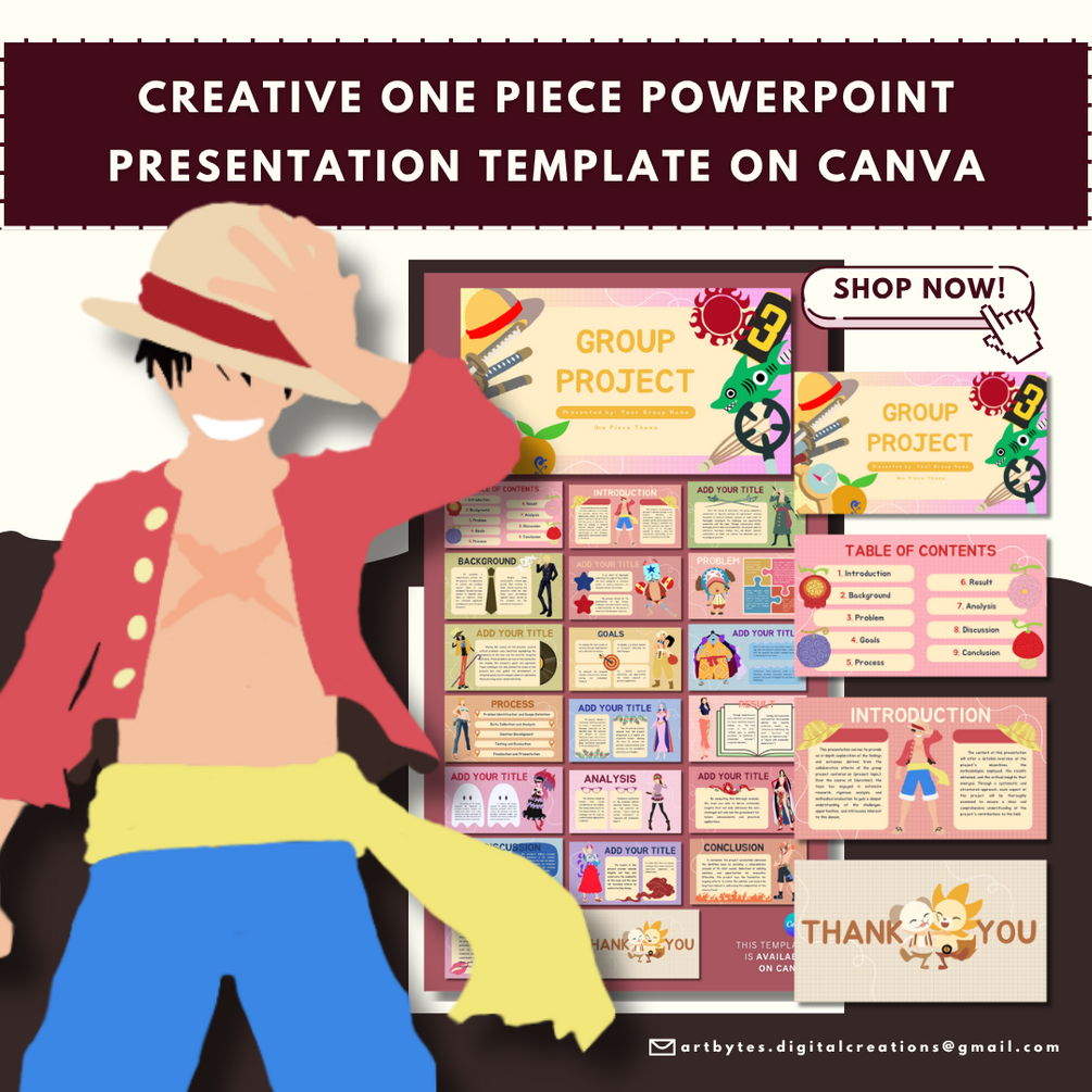 One Piece PowerPoint Presentation Template | Editable on Canva