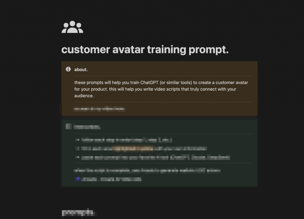 customer avatar training prompt.