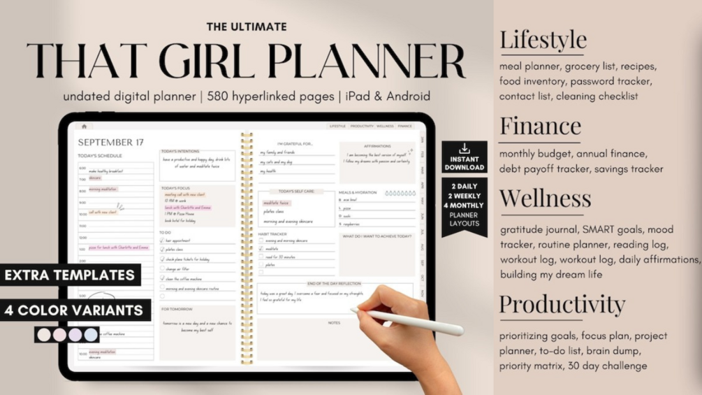 That Girl Planner, Undated Digital Planner, iPad Planner, GoodNotes ...