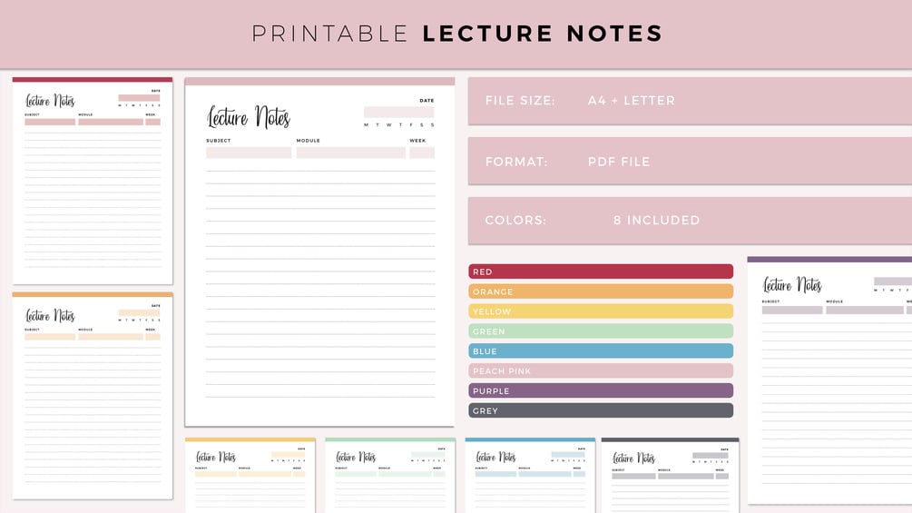 Printable Lecture Notes | Lined Notes for College and University Students
