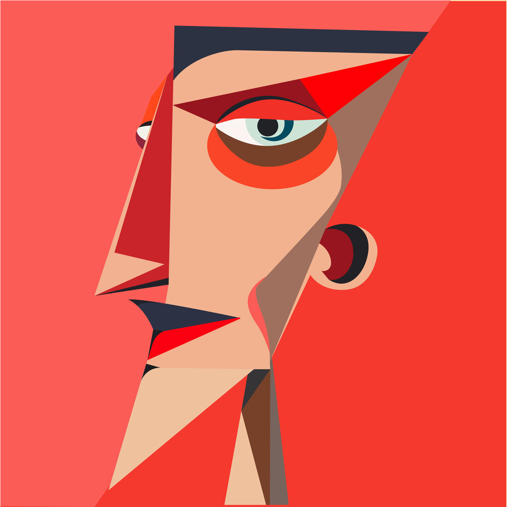 Flat design portrait with abstract shapes 29