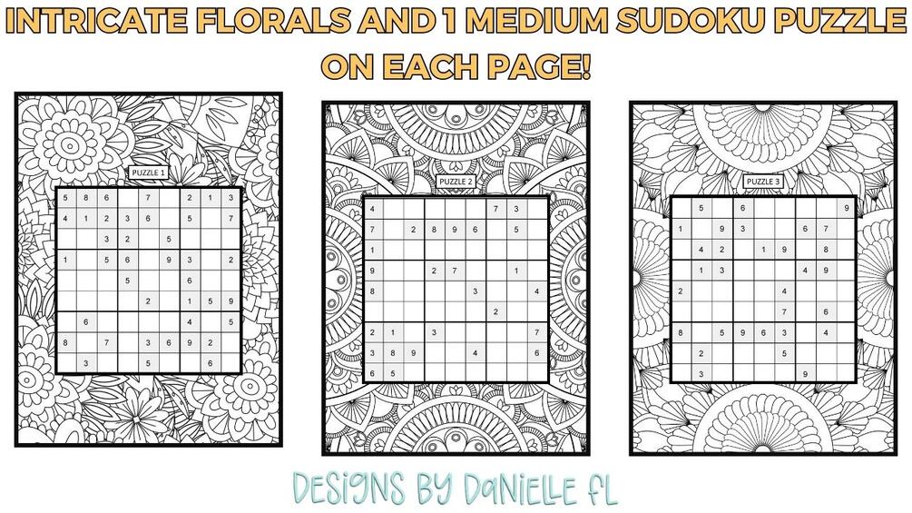 Floral Sudoku: A Coloring Book for a Relaxing Mind