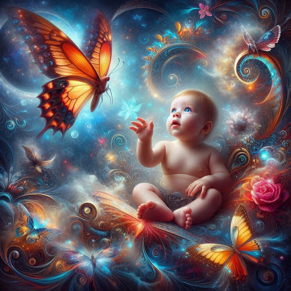 Baby with butterfly