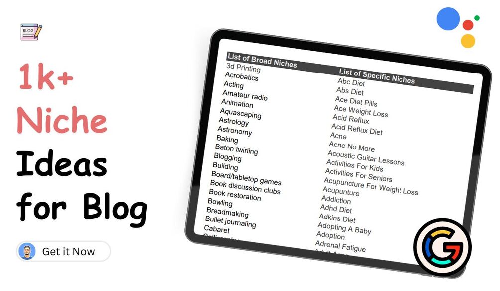 1000 Blog Niche Ideas List